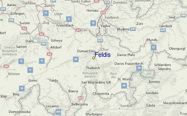 Feldis Ski Resort Guide, Lagenkarte Feldis Ski- Urlaub Unterkunft