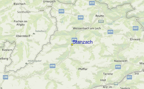 Stanzach Ski Resort Guide, Lagenkarte Stanzach Ski- Urlaub Unterkunft