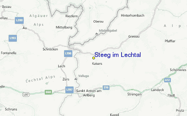 Steeg im Lechtal Ski Resort Guide, Lagenkarte Steeg im Lechtal Ski ...